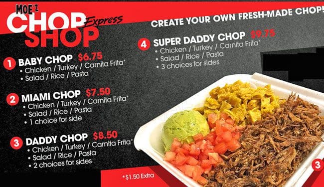 Menu at Moez Express fast food, Miami