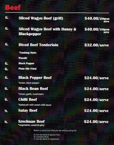 Menu at Exclusive Chinese Cuisine restaurant, Rockingham