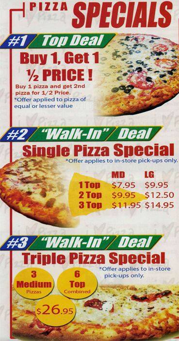 Menu at Golden Crust pizzeria, Ottawa