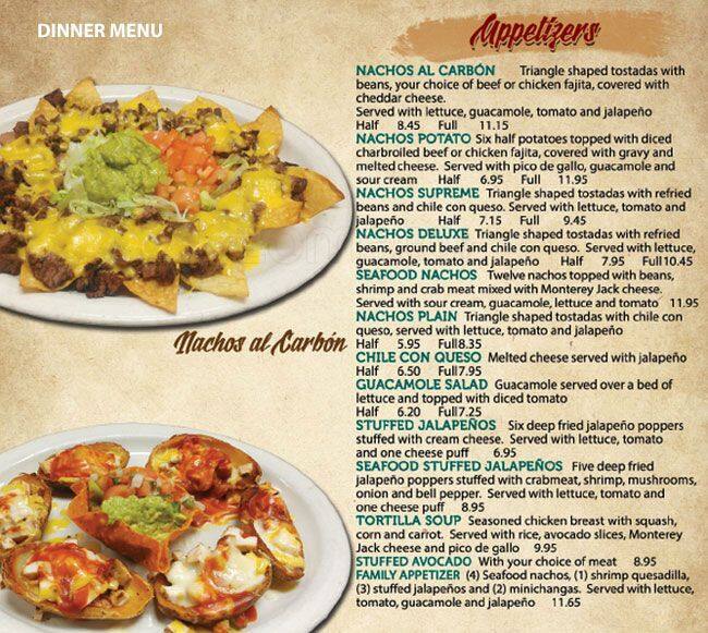 Menu at Casa Maria Mexican Restaurant, Houston