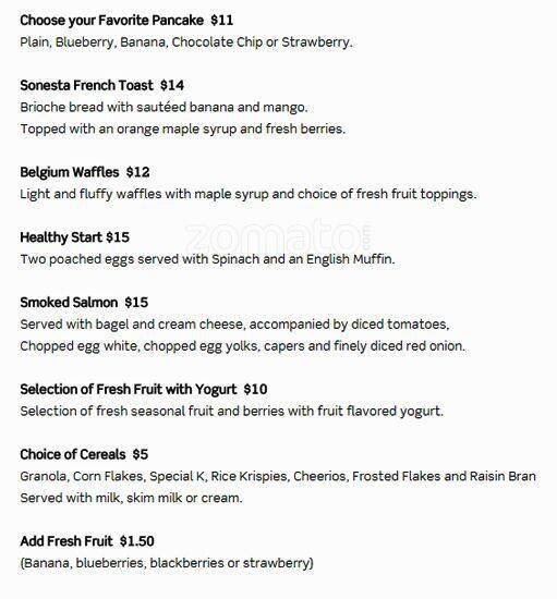 Menu at Panorama Restaurant & Sky Lounge, Miami