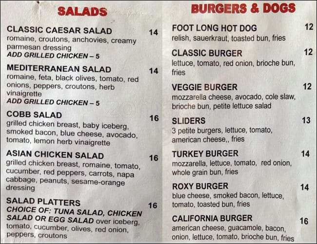 Menu at Roxy Diner pub & bar, West New York, 694 8th Ave