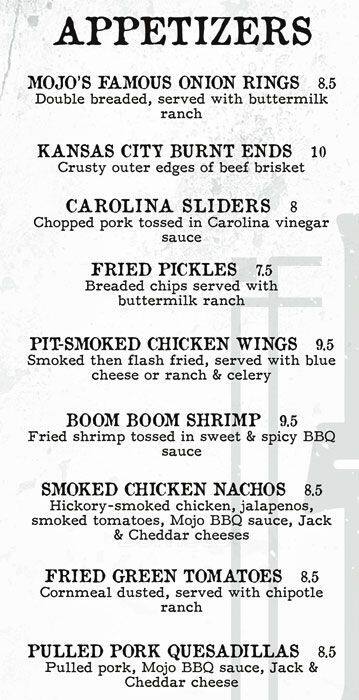 MOJO Hogtown Bar-B-Que Menu, Menu for MOJO Hogtown Bar-B-Que ...