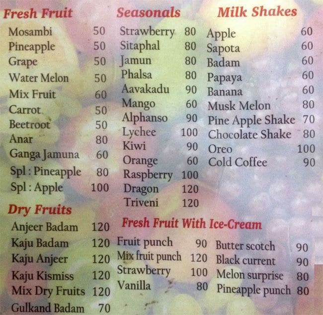 Healthy Juice Center Menu,Menú para Healthy Juice Center, Abids ...