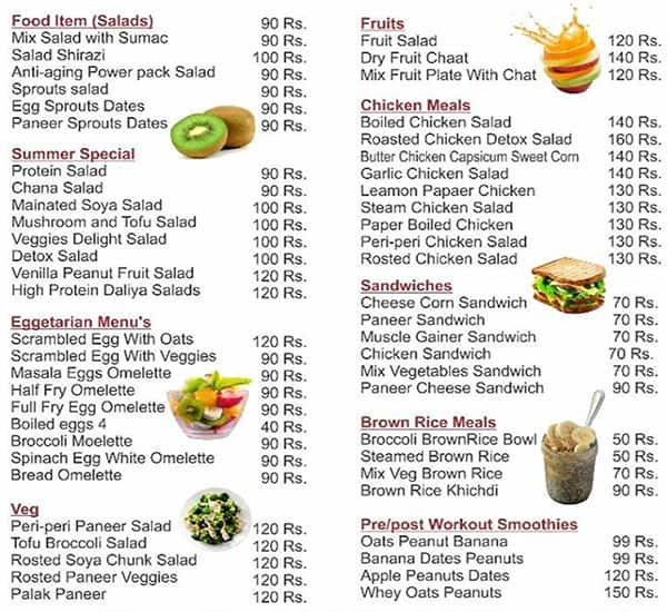 Menu of Muscles Cafe, Wakad, Pune