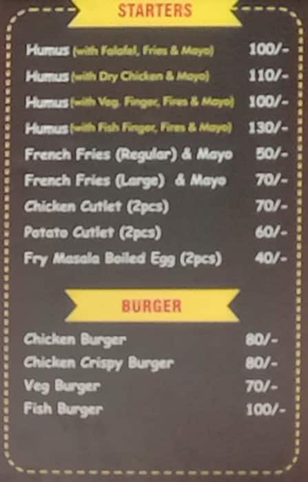 Menu of Patel's Kicthen, Nagawara, Bangalore