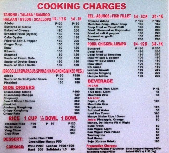 Menu at Shylin Ihaw-Ihaw restaurant, Parañaque, Ninoy Aquino Ave