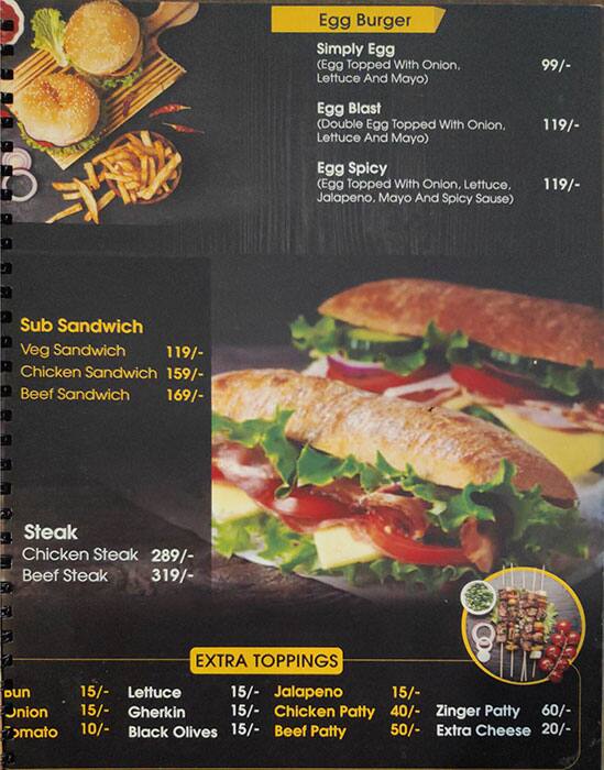 Menu at Burger Nest, Kochi, Ismail towers