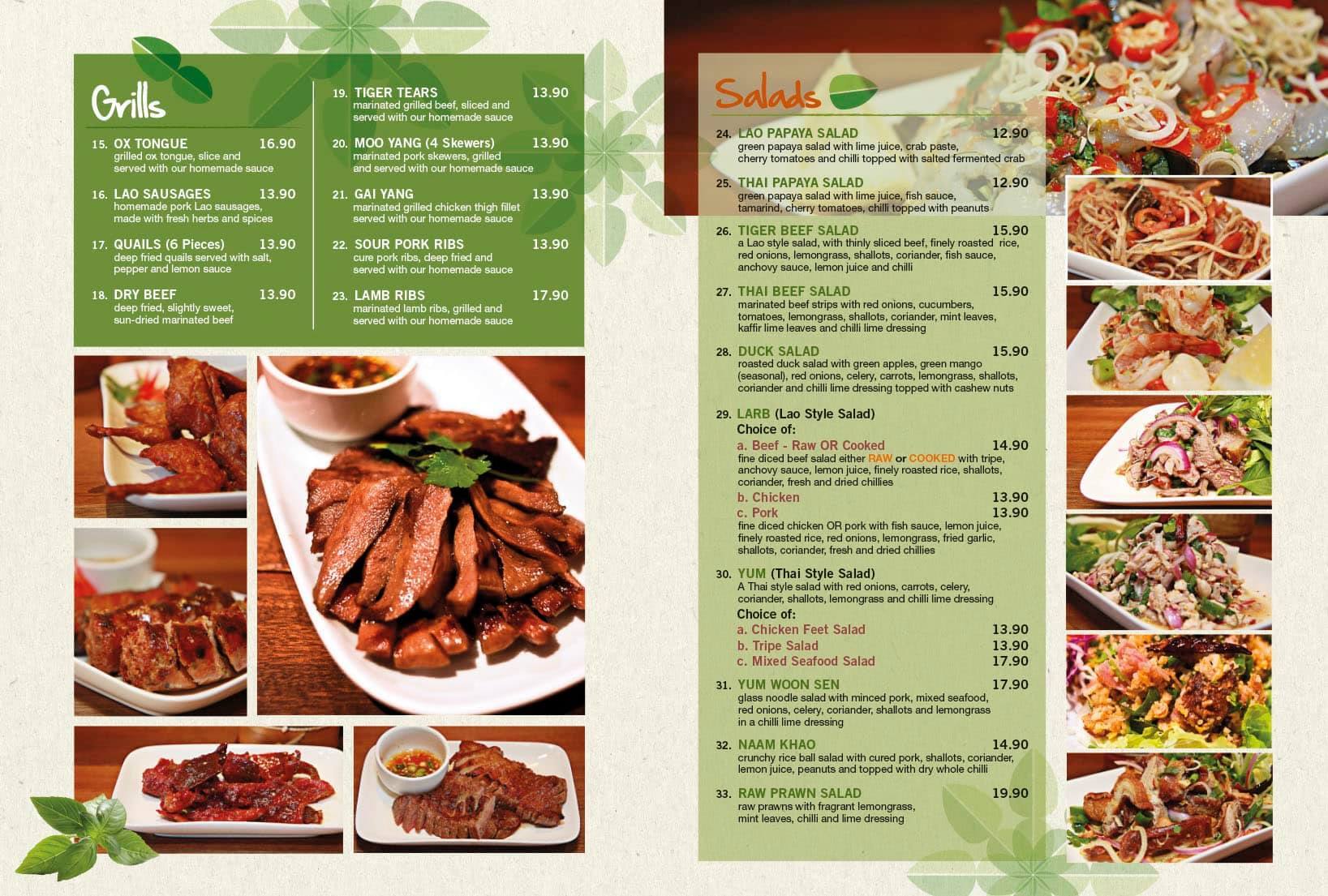 Menu at Kaffir Lime Thai & Lao Cuisine restaurant, Cabramatta West