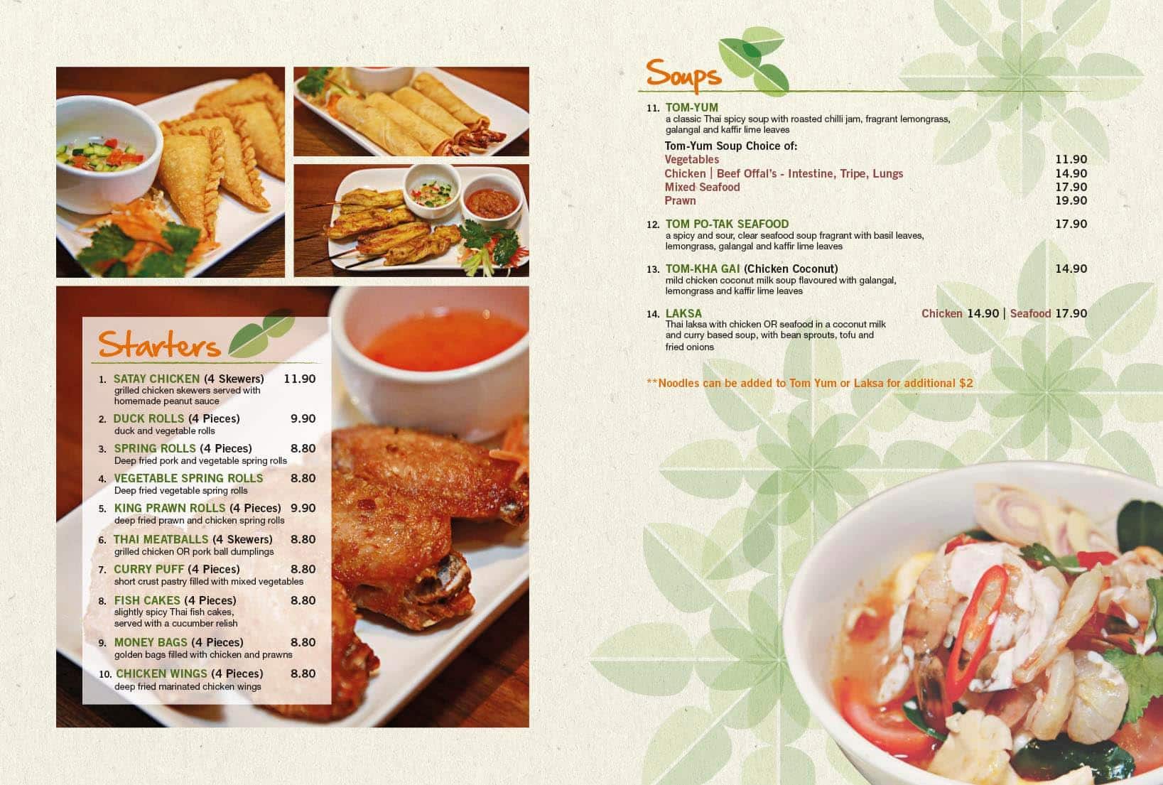 Menu at Kaffir Lime Thai & Lao Cuisine restaurant, Cabramatta West