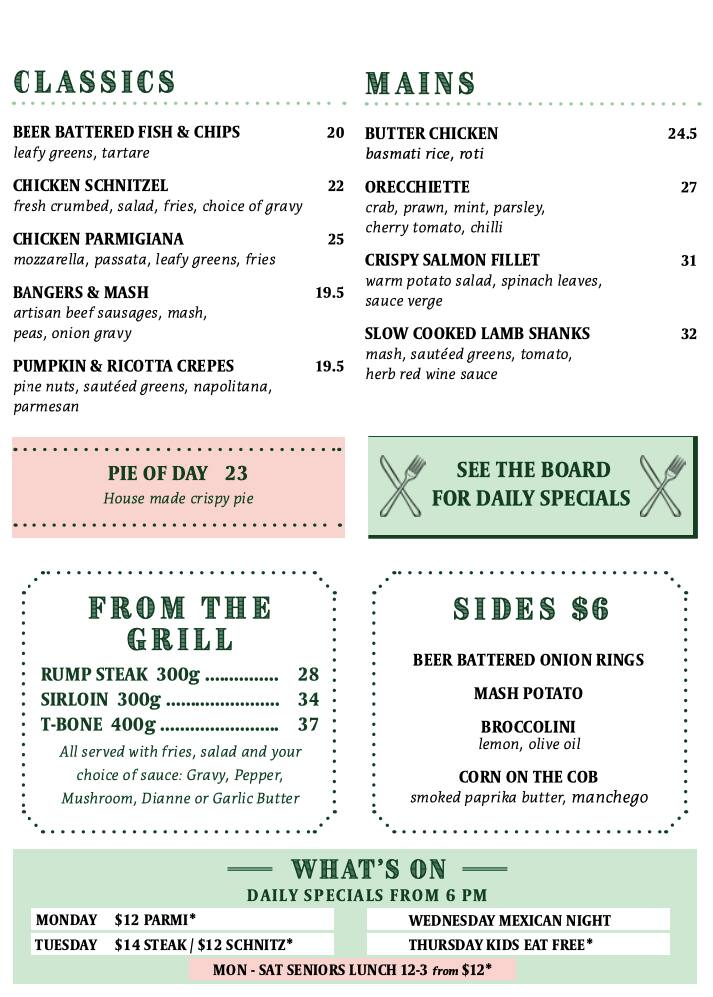 Menu at Camden Hotel and Pub, Camden