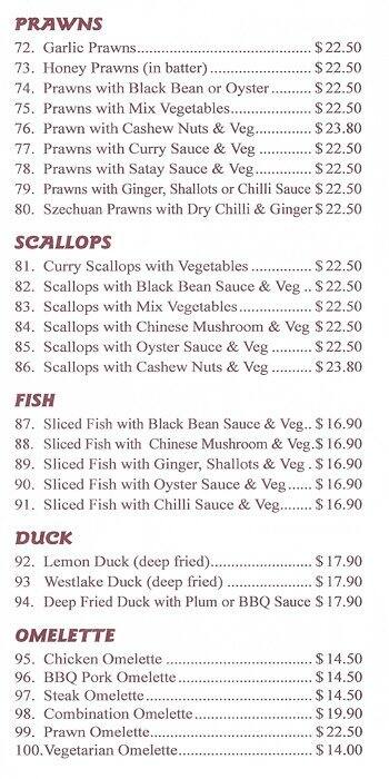 Menu at Fortune Palace restaurant, Croydon South