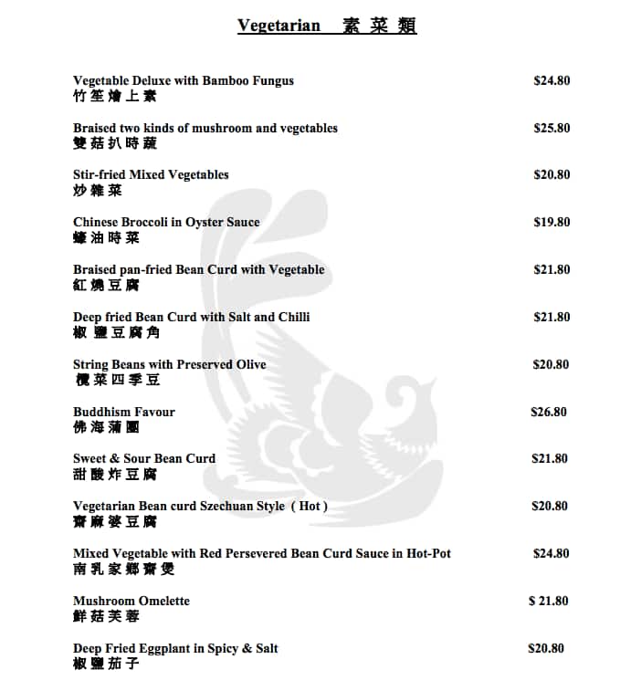 Menu at Rhodes Phoenix restaurant, Rhodes