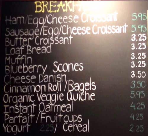Menu at Mission Plaza Marketplace cafe, Grapevine
