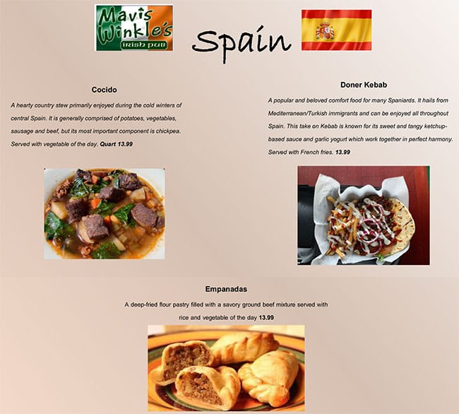 Menu at Mavis Winkles pub & bar, Twinsburg