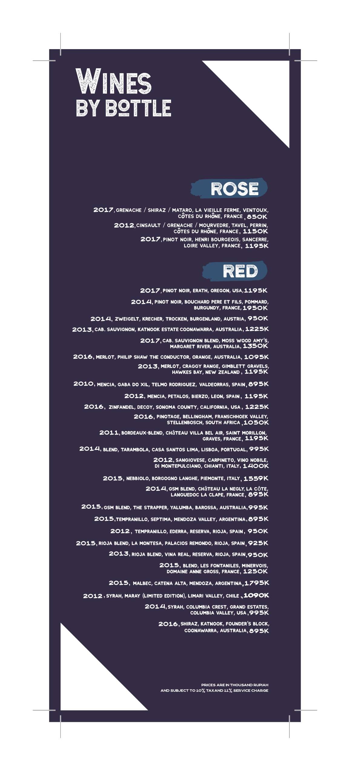 Menu at Locavore restaurant, Ubud