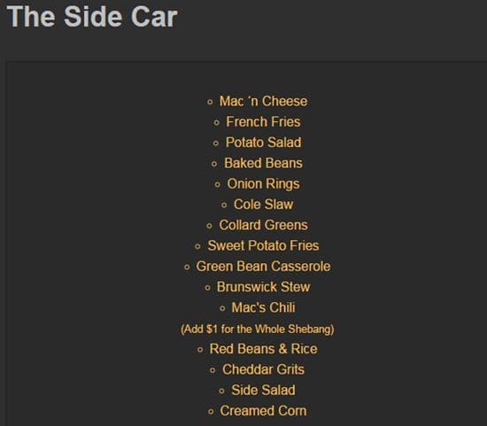 Menu at Mac's Speed Shop pub & bar, Charlotte, South Blvd