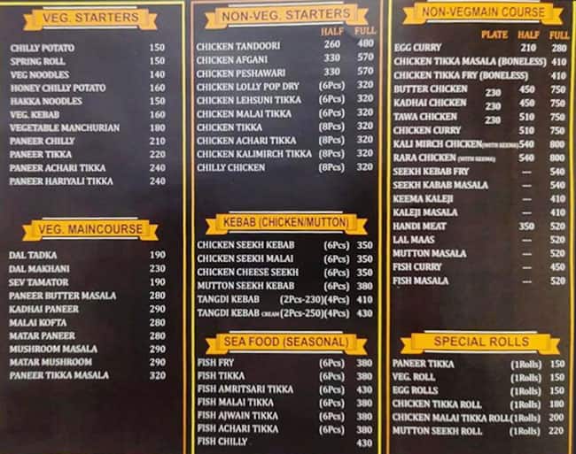 Menu of Tikka Kebab, Mansarovar, Jaipur
