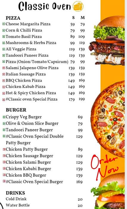Menu of Classic Oven, Indirapuram, Ghaziabad