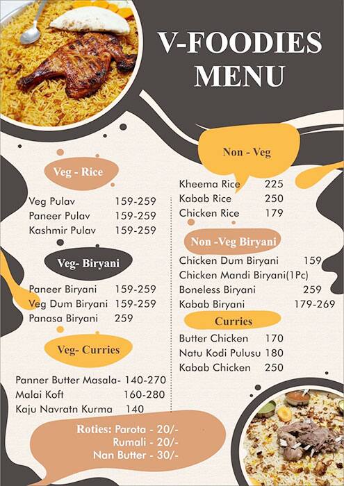 Menu of V - Foodies, Kothapet, Hyderabad
