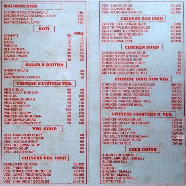 Menu at Lata Vihar Veg & Non Veg, Mumbai