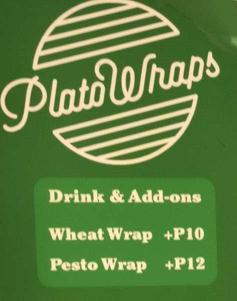 Menu at Plato Wraps, Taguig