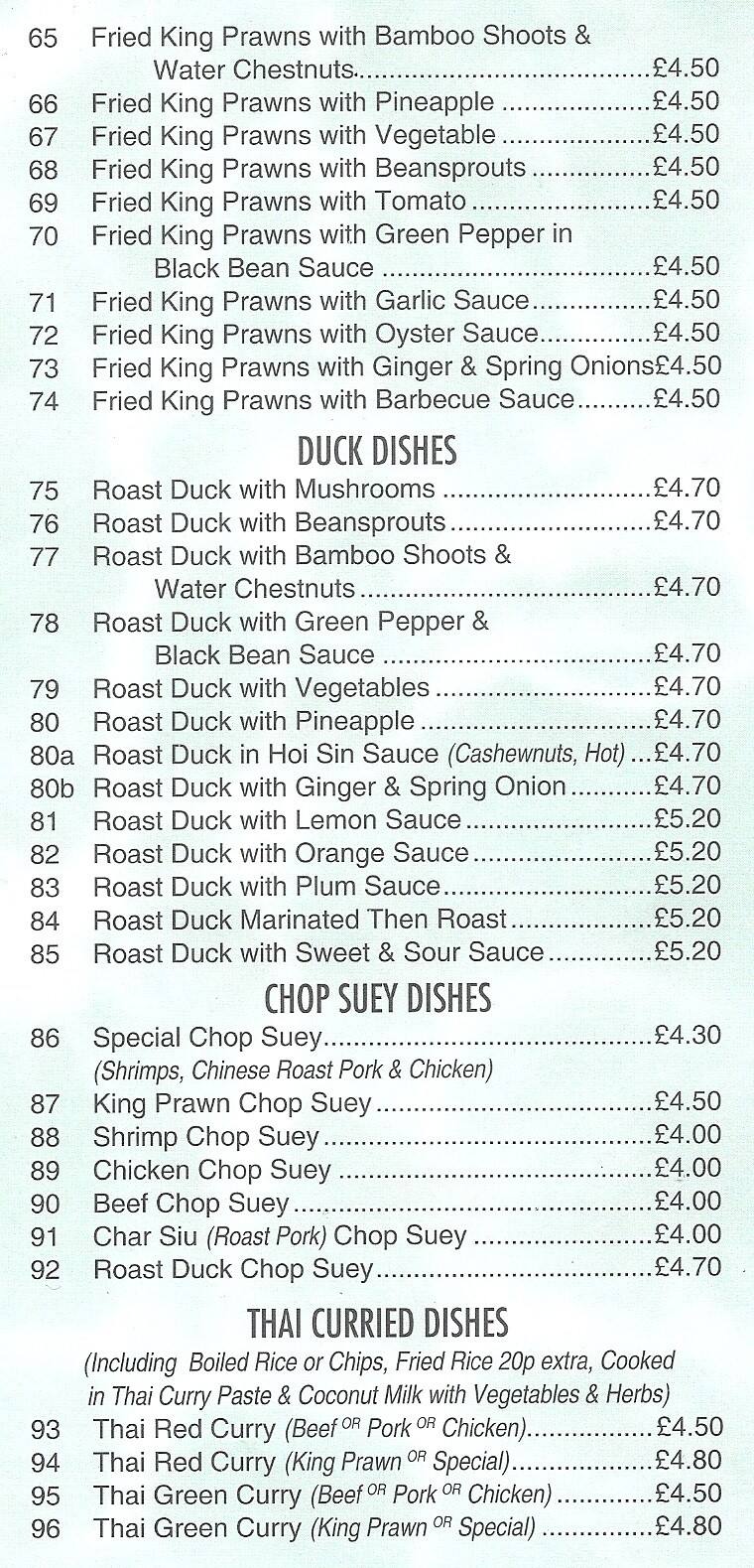 Menu at China King Chinese Takeaway fast food, Lichfield, 112 Netherstowe