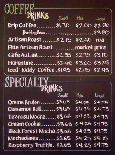 Menu at Enchanted Grounds cafe, Highlands Ranch, S Colorado Blvd