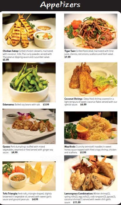 Menu At Lemongrass Thai Restaurant San Antonio