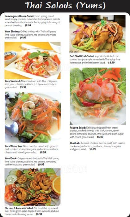 Menu At Lemongrass Thai Restaurant San Antonio