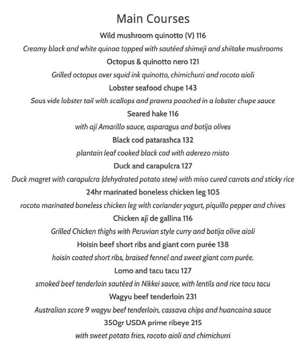 Menu at Almayass restaurant, Dubai, Sofitel Dubai Downtown