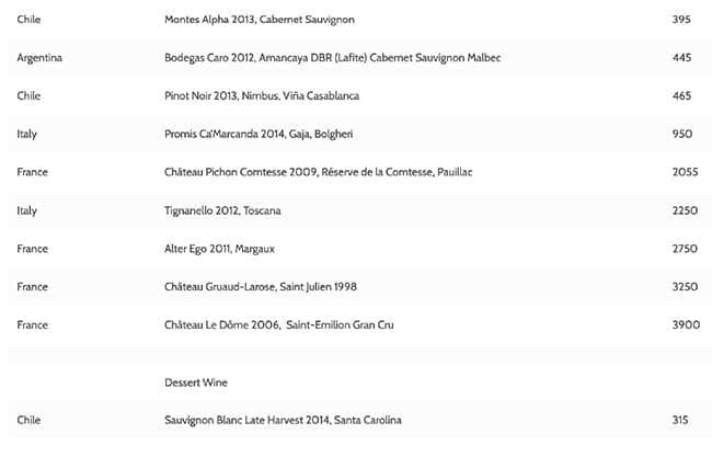 Menu at Almayass restaurant, Dubai, Sofitel Dubai Downtown