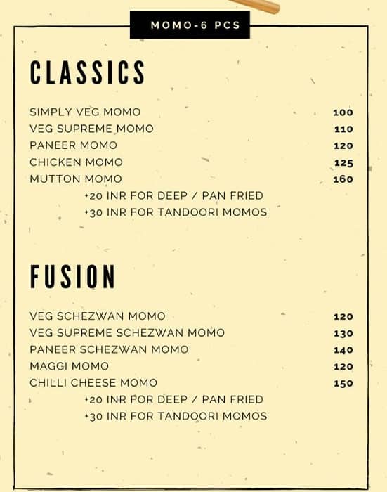 Menu of Momo Bao, Thuraipakkam, Chennai
