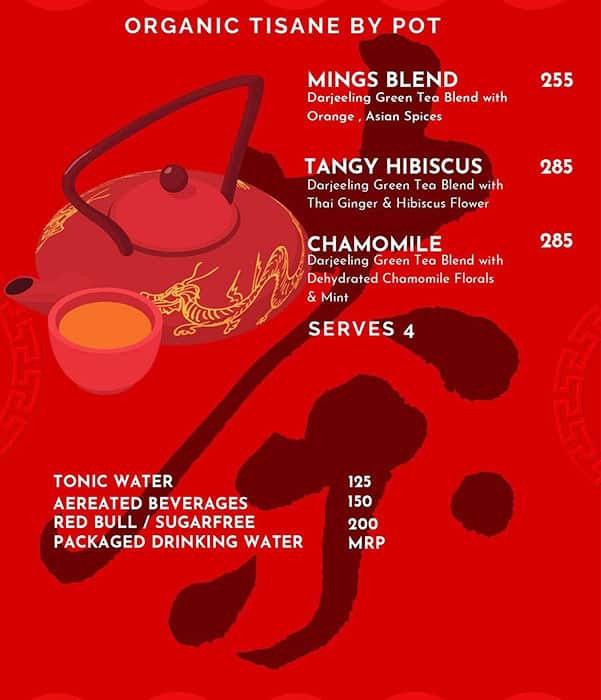 Menu of Ohri's Ming's Court, Banjara Hills, Hyderabad