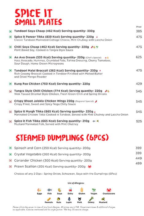 Menu of Spice It - Ibis, Vikhroli, Mumbai