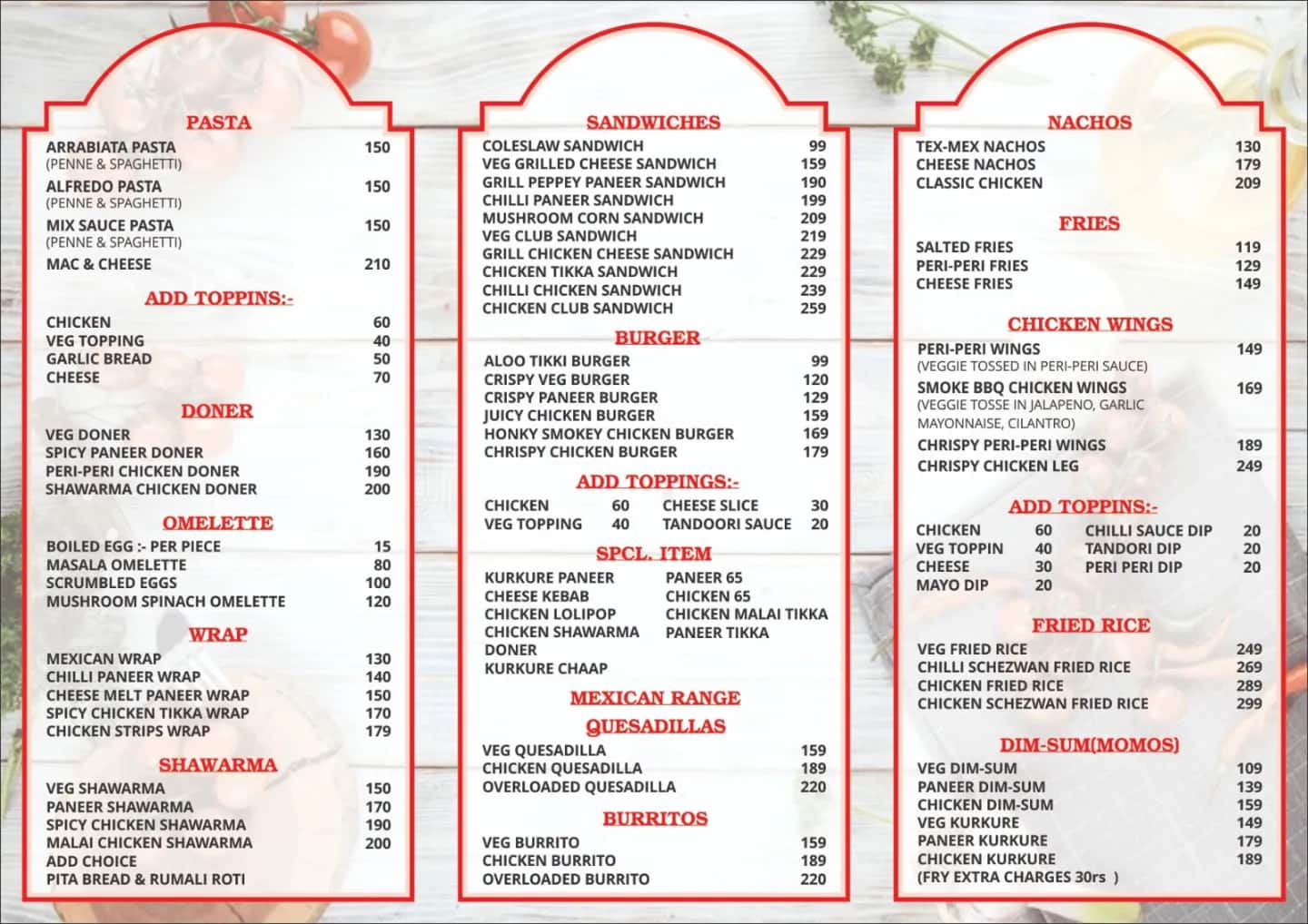 Menu of Food Ishq, Sector 15, Dwarka, New Delhi