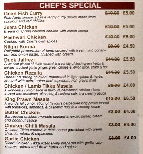 Menu at The Viceroy restaurant, West Molesey, 248 Walton Rd