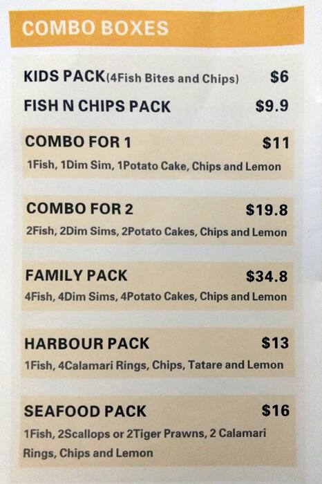 Menu at Harbour Seafood fast food, Ormond