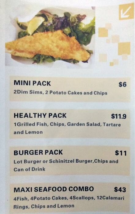 Menu at Harbour Seafood fast food, Ormond