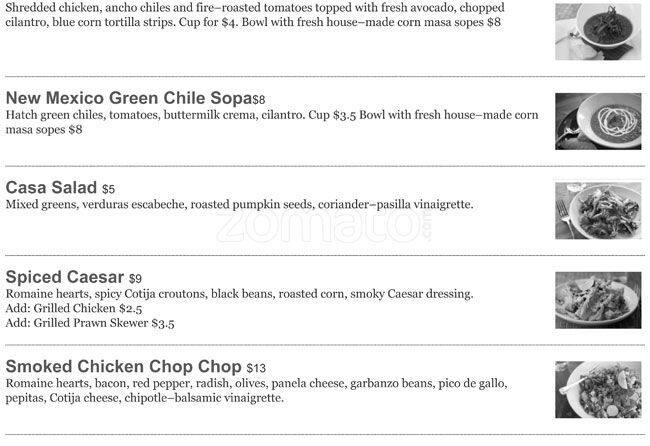 Menu at Cactus Kirkland restaurant, Kirkland, 121 Park Ln