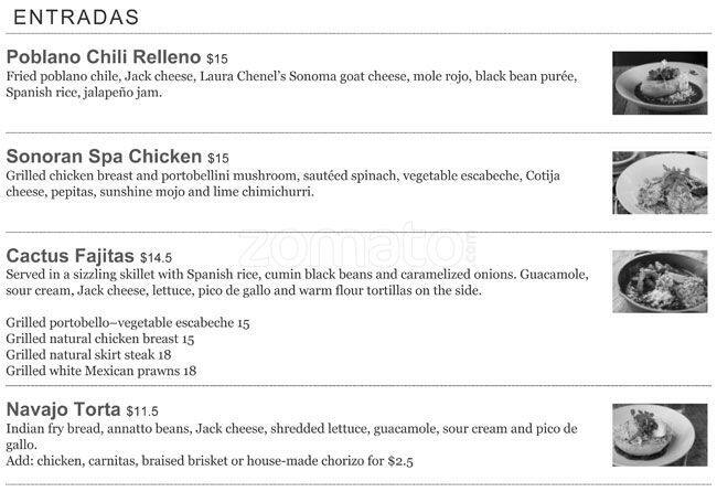 Menu at Cactus Kirkland restaurant, Kirkland, 121 Park Ln