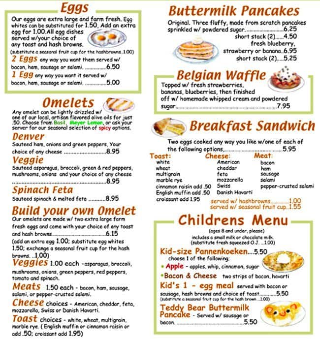 Menu at Famous Dutch Pancake Huis - Pannenkoeken Cafe, Chicago, N ...