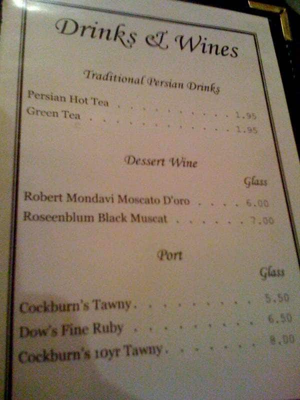 Menu at Bijan Restaurant, Fremont