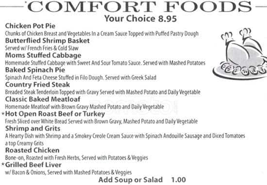 Menu at Stacks restaurant, Matthews