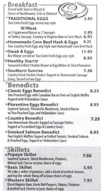 Menu at Stacks restaurant, Matthews