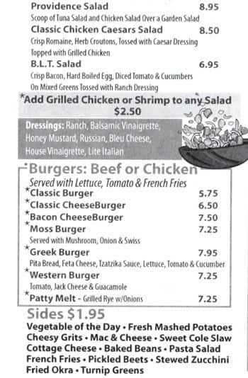 Menu at Stacks restaurant, Matthews