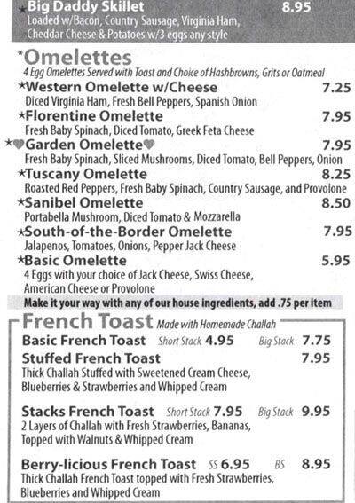 Menu at Stacks restaurant, Matthews