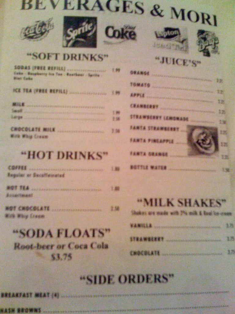 Menu at Del Monte Cafe, Seaside