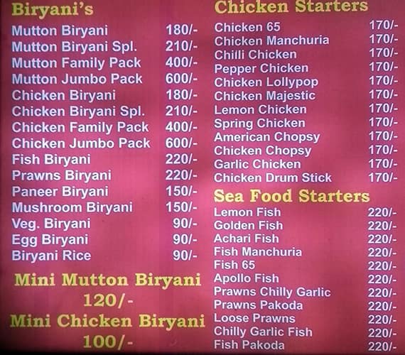 Captain Cook Menu, Menu for Captain Cook, Musheerabad, Hyderabad - Zomato