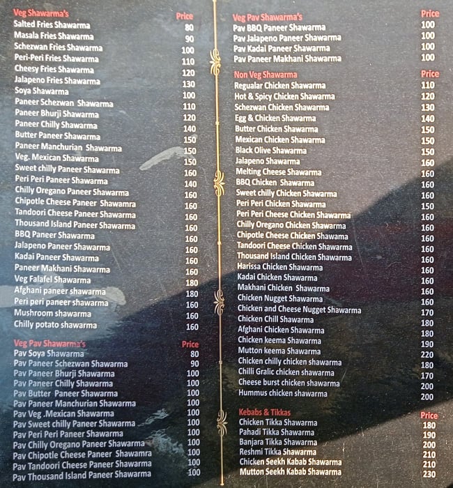 Menu at Shawarma Heaven, Mumbai, Shop 1